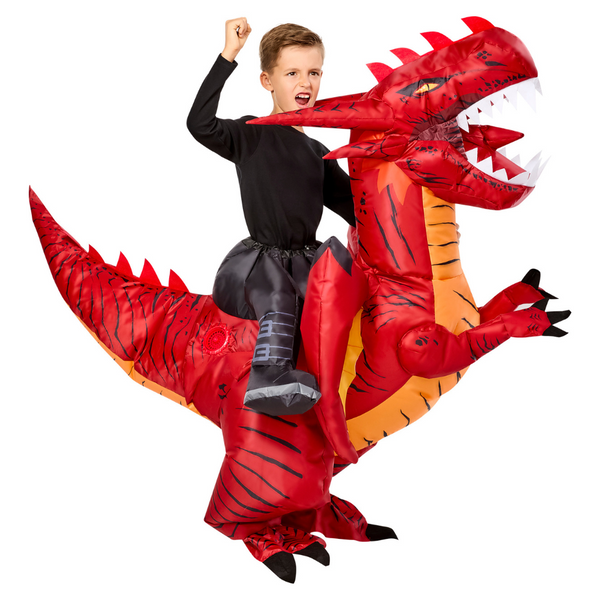 Red Dragon Kids Inflatable Ride-On Costume - Ultimate Party Super Stores