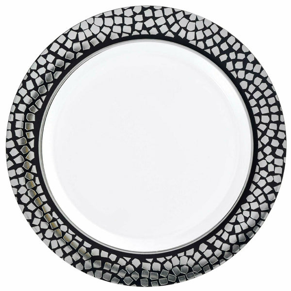 Premium 7 1/2" Plastic Border Plate Mosaic - Silver/Black - Ultimate ...
