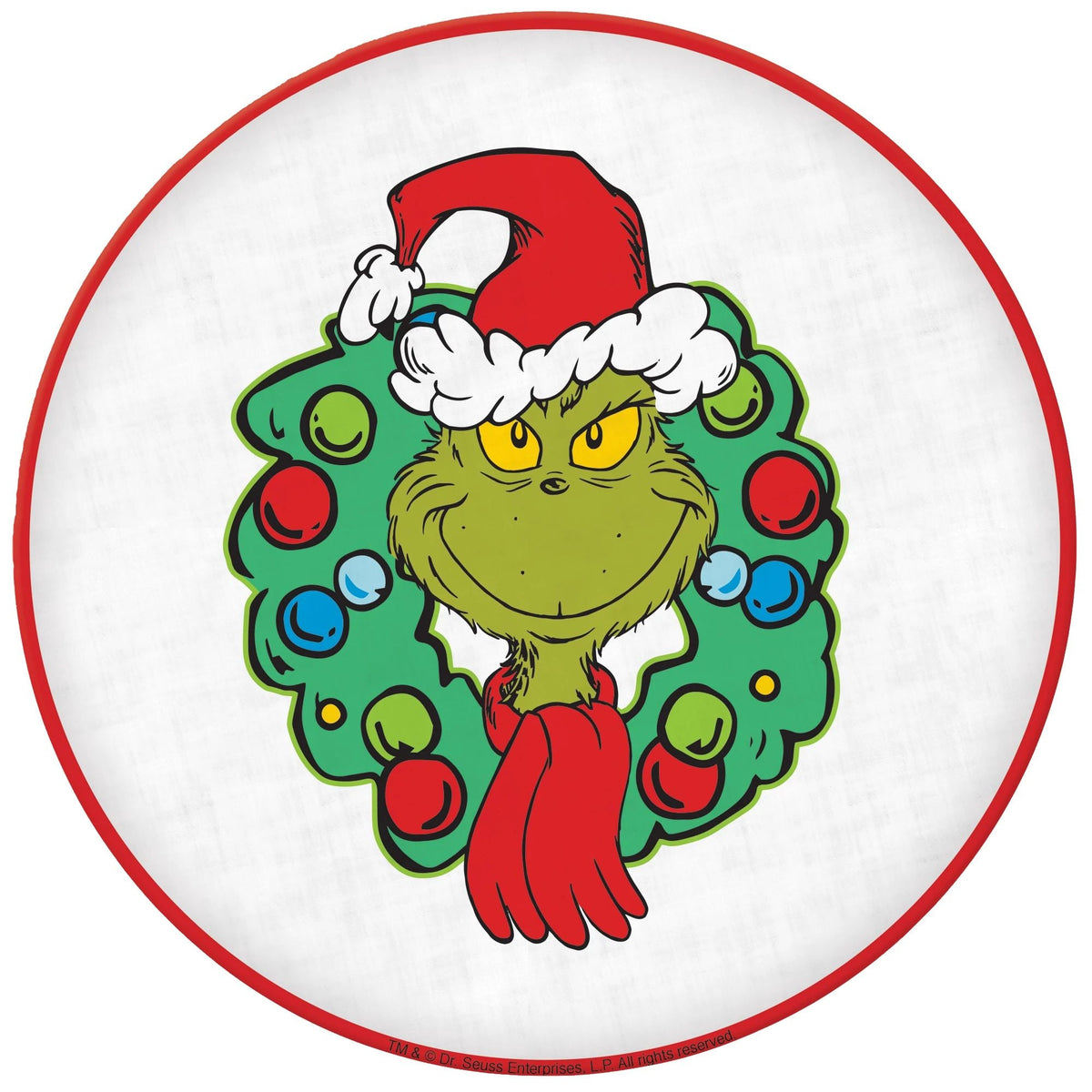 Traditional Grinch Round Platter - Ultimate Party Super Stores