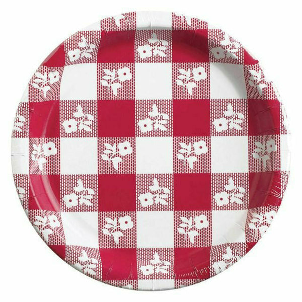 9" Red Gingham Plates - Ultimate Party Super Stores