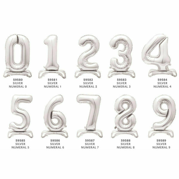 Silver Number Balloons Tagged "Number 1" - Ultimate Party Super Stores